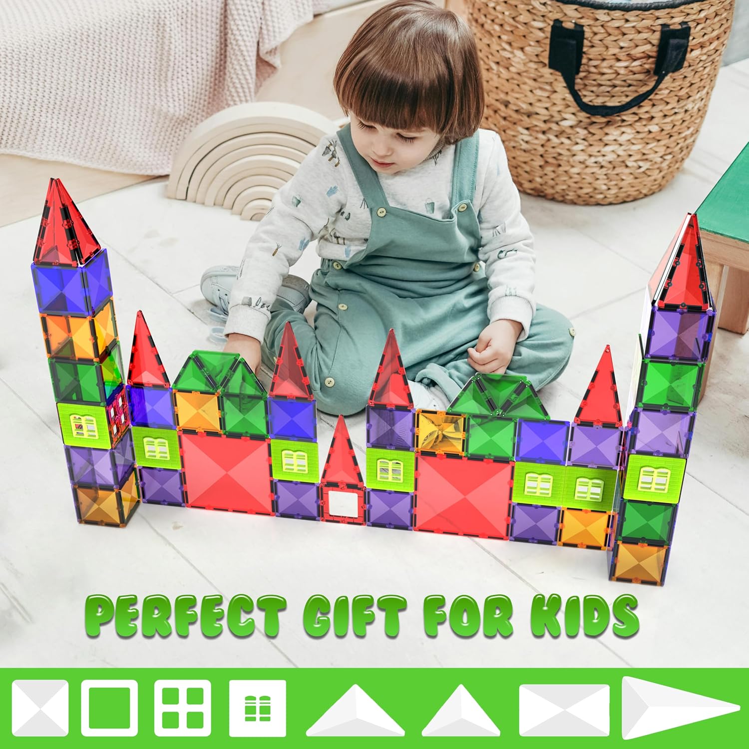 STEM Magnetic Building Tiles Set – Educational Construction Blocks for